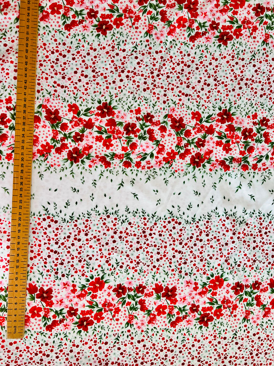 Ditsy Floral Border - Viscose Fabric - Dressmaking Fabric – owl and ...