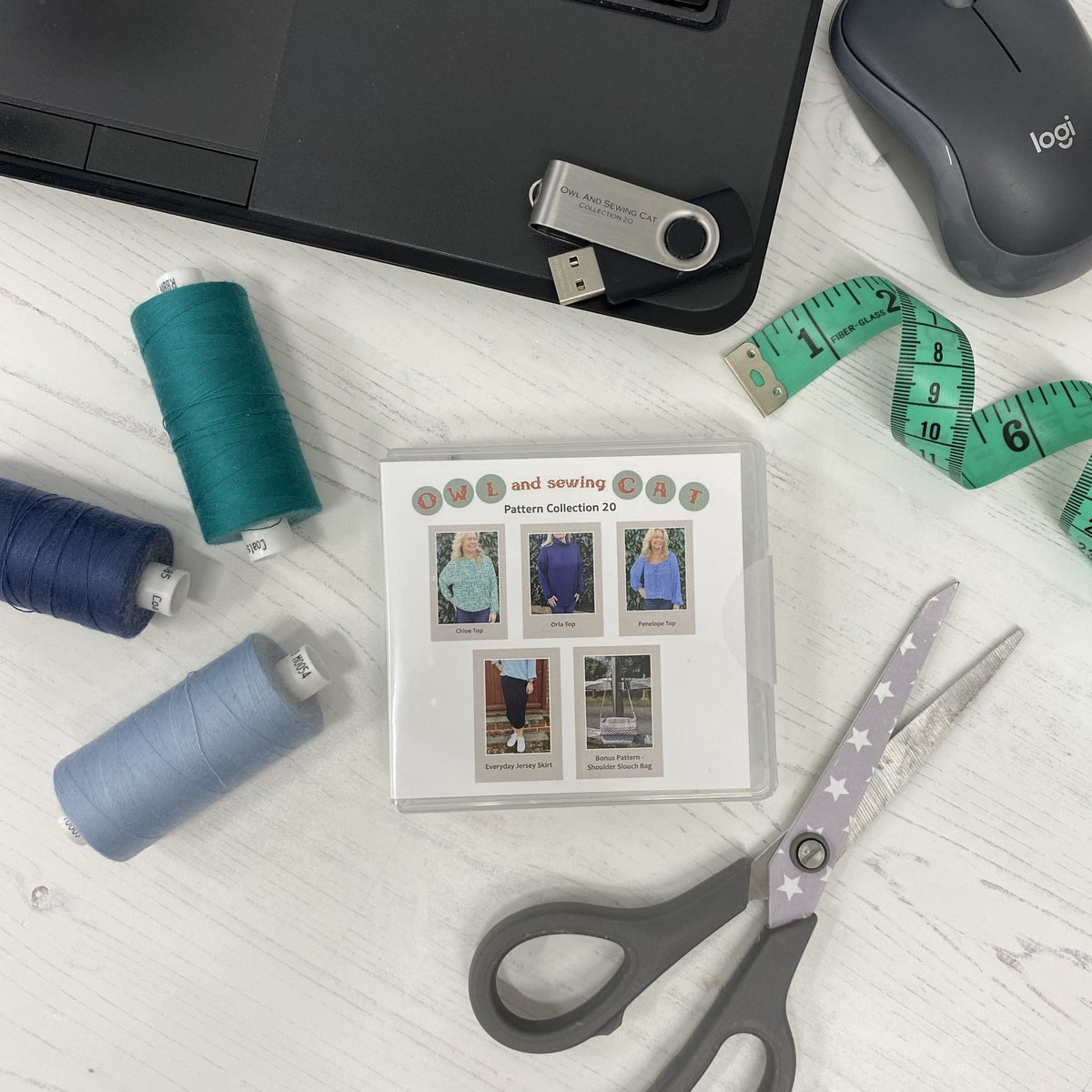 USB 20 Collection Patterns – owl and sewing cat