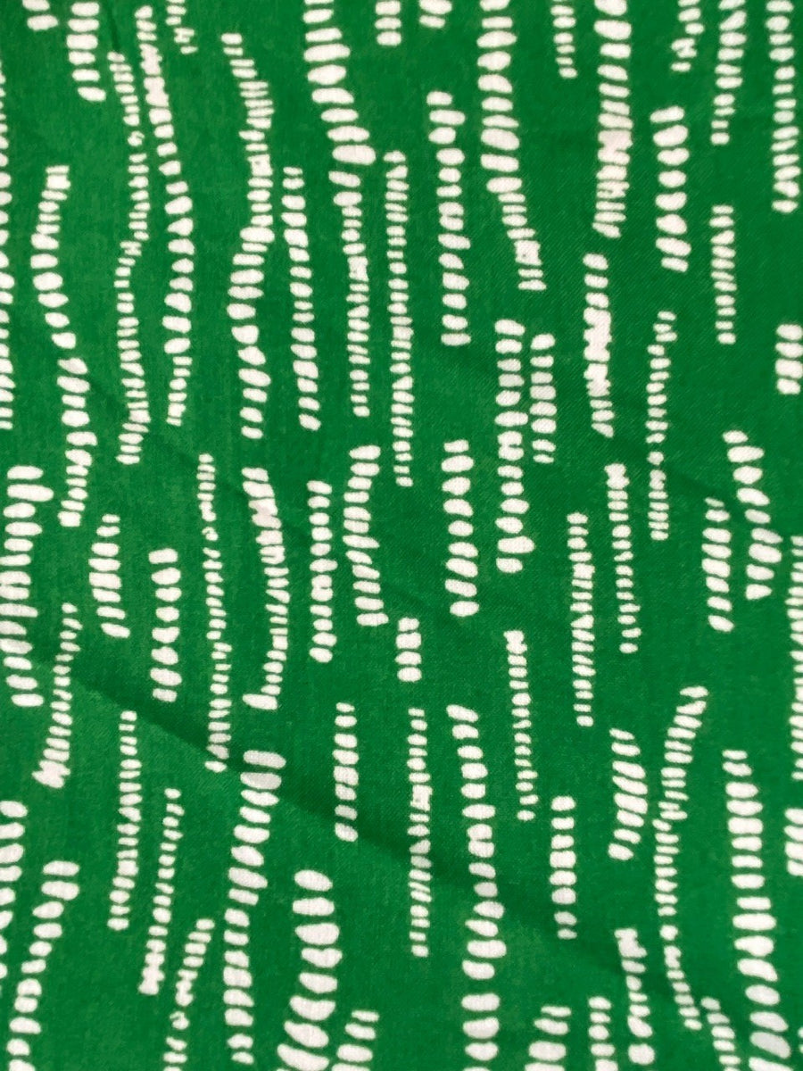 Green dashes viscose - 1/2mtr – owl and sewing cat