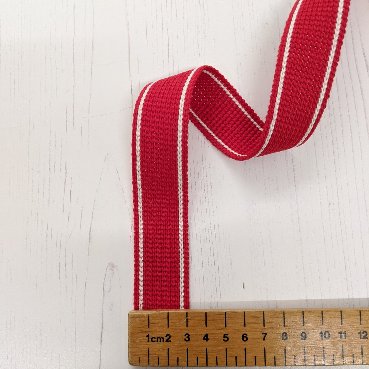 Strapping red with stripe - 30mm – owl and sewing cat