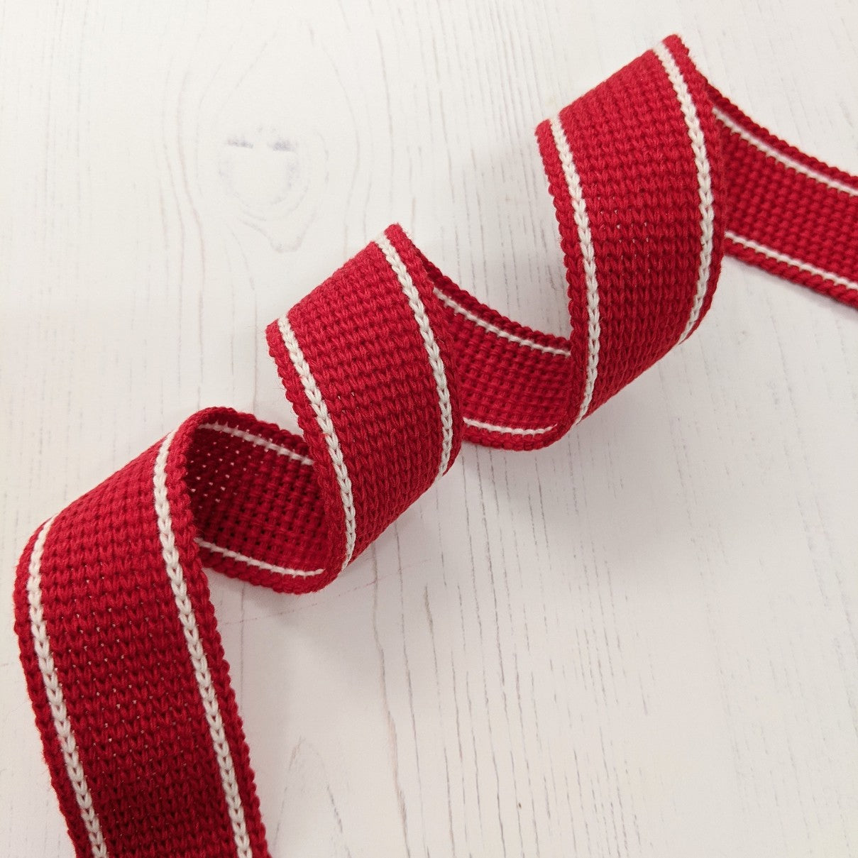 Strapping red with stripe - 30mm – owl and sewing cat