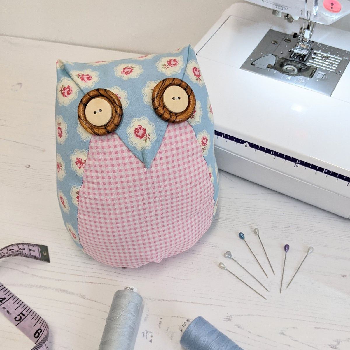 Owl Doorstop Pattern – owl and sewing cat